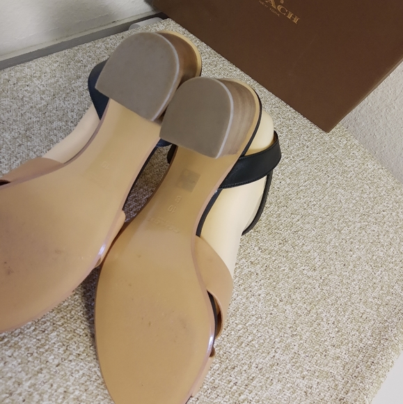 Coach | Shoes | Coach Pacific Tan Black Leather Sandals | Poshmark